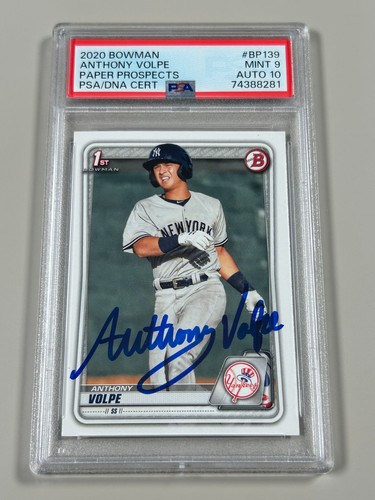 Anthony Volpe Signed 2020 1st Bowman Prospects Card PSA GM MT 9/10 Auto ...