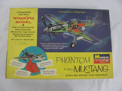 1961 Monogram P-51 Phantom Mustang Transparent Motorized Airplane Kit ...