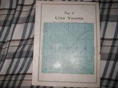 ANTIQUE 1909 UTICA TOWNSHIP WINNEBAGO COUNTY WISCONSIN MAP RARE SUPERB ...