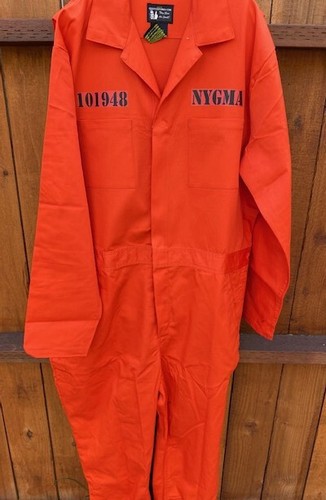 CUSTOM PRINTED Jail Inmate Prisoner Orange Jumpsuit Costume Halloween ...