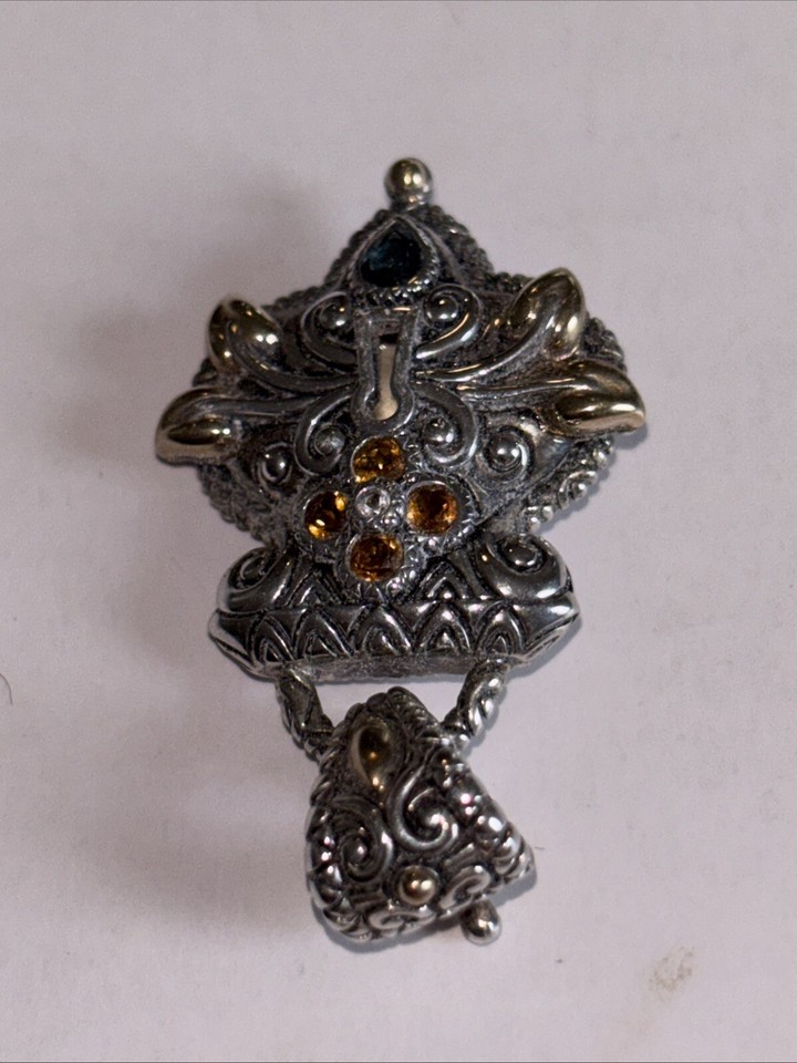 Barbara Bixby Gemstone Vine & Leaf Lock Enhancer Sterling 18K Gold ...