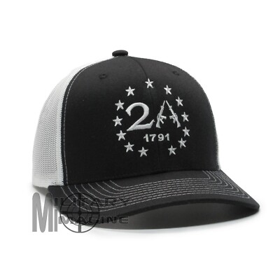 2nd Amendment 1791 AR-15 2A 13 Stars hat Black / White cap Trucker Mesh ...