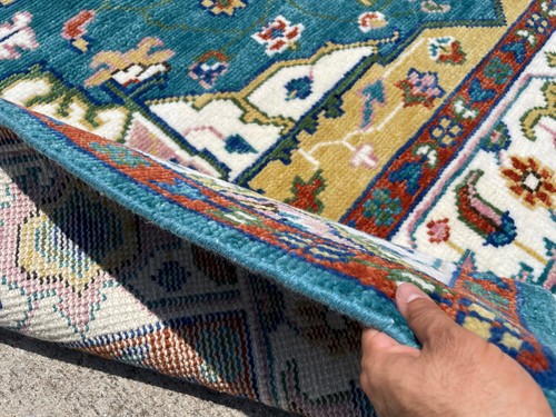 COLORFUL RUG 8x10 WOOL HANDMADE BLUE ORIENTAL hand-woven HAND-KNOTTED ...