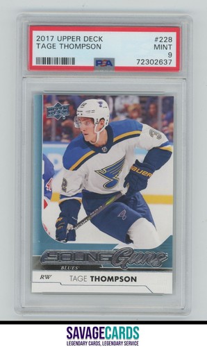 2017-18 Upper Deck Young Guns Tage Thompson PSA 9 #228 St. Louis Blues ...