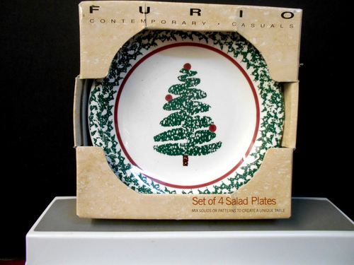 Furio 8” Christmas Tree Salad Plates Set Of Four Made In Italy 🇮🇹 | eBay