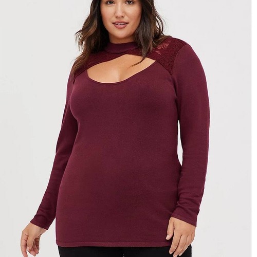 New Torrid 2 (2X 18/20) Burgundy Lightweight Lace Keyhole Busty Sexy ...