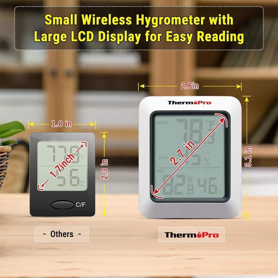 TP60S Digital Hygrometer Indoor Outdoor Thermometer Wireless ...