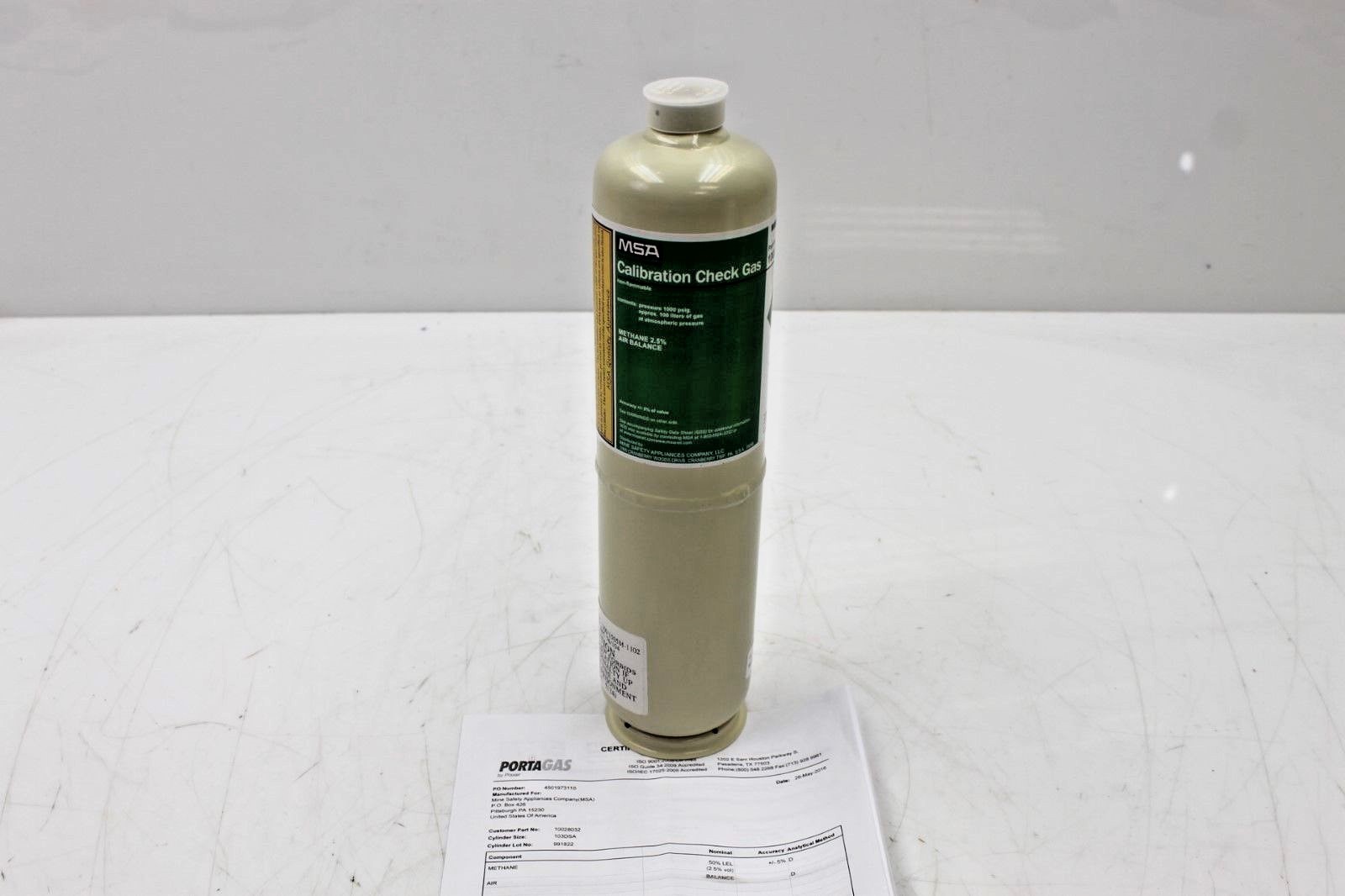 MSA Calibration Check Gas Tank 10028032 Un 1956 Oxygen Nitrogen for ...