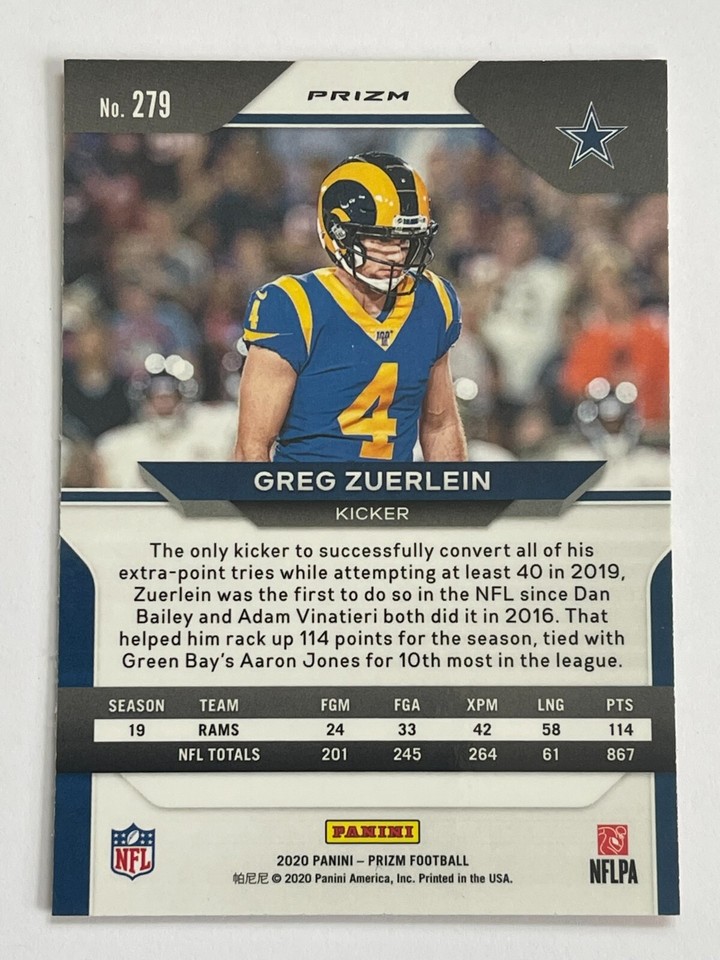 2020 Panini Prizm Cowboys Rams Greg Zuerlein Orange Disco #279 | eBay