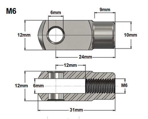 Clevis Fork Yoke Rod End Joint M4 M5 M6 M8 M10 M12 R/H Thread BZP Steel ...