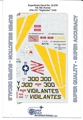 Super Scale F/A-18C Hornet Decals 1/32 230 VFA-151 'Vigilantes' CAG | eBay