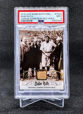 2016 LEAF BABE RUTH COLL YANKEE STADIUM SEAT RELIC GOLD #5/5! HOF PSA 9 ...