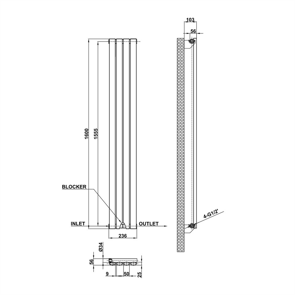 Vertical Horizontal Central Heating Radiator Traditional Oval Column ...