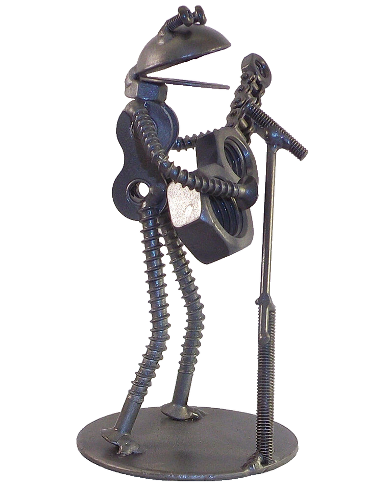 Frog Guitarist Hand Crafted Recycled Metal Rock Band Art Sculpture ...