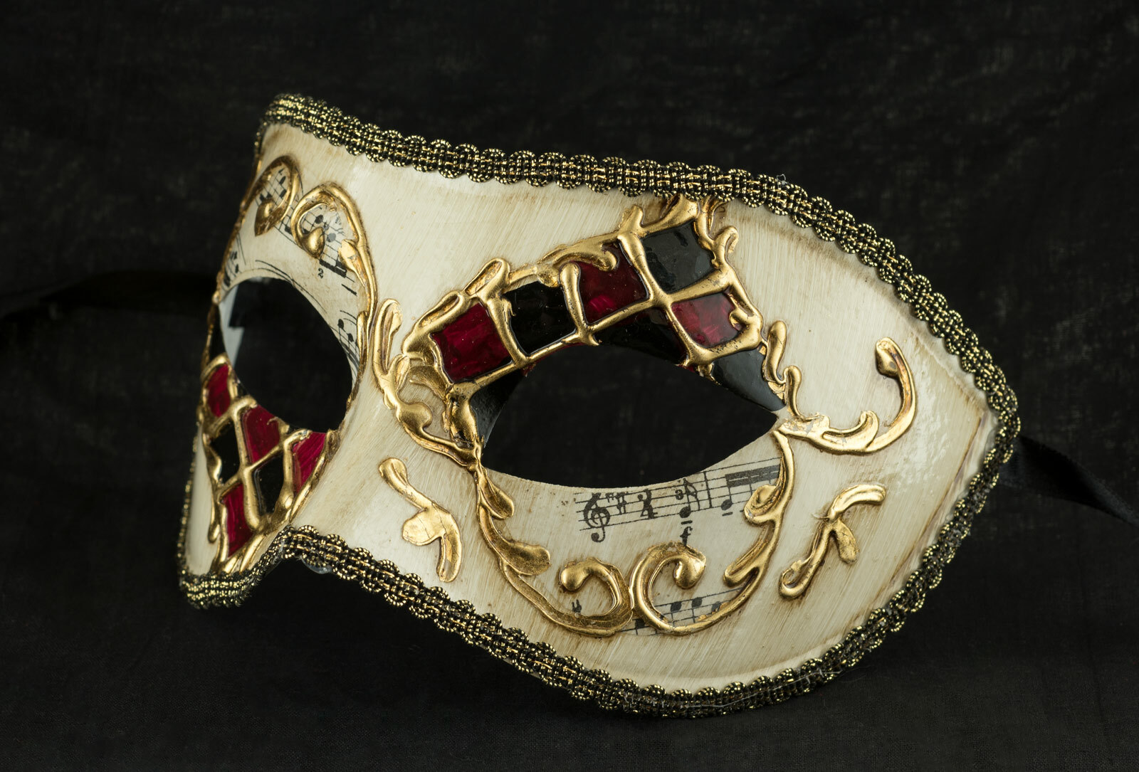 Mask Carnival from Venice Colombine Mosaic Black Red Golden Prom Party ...