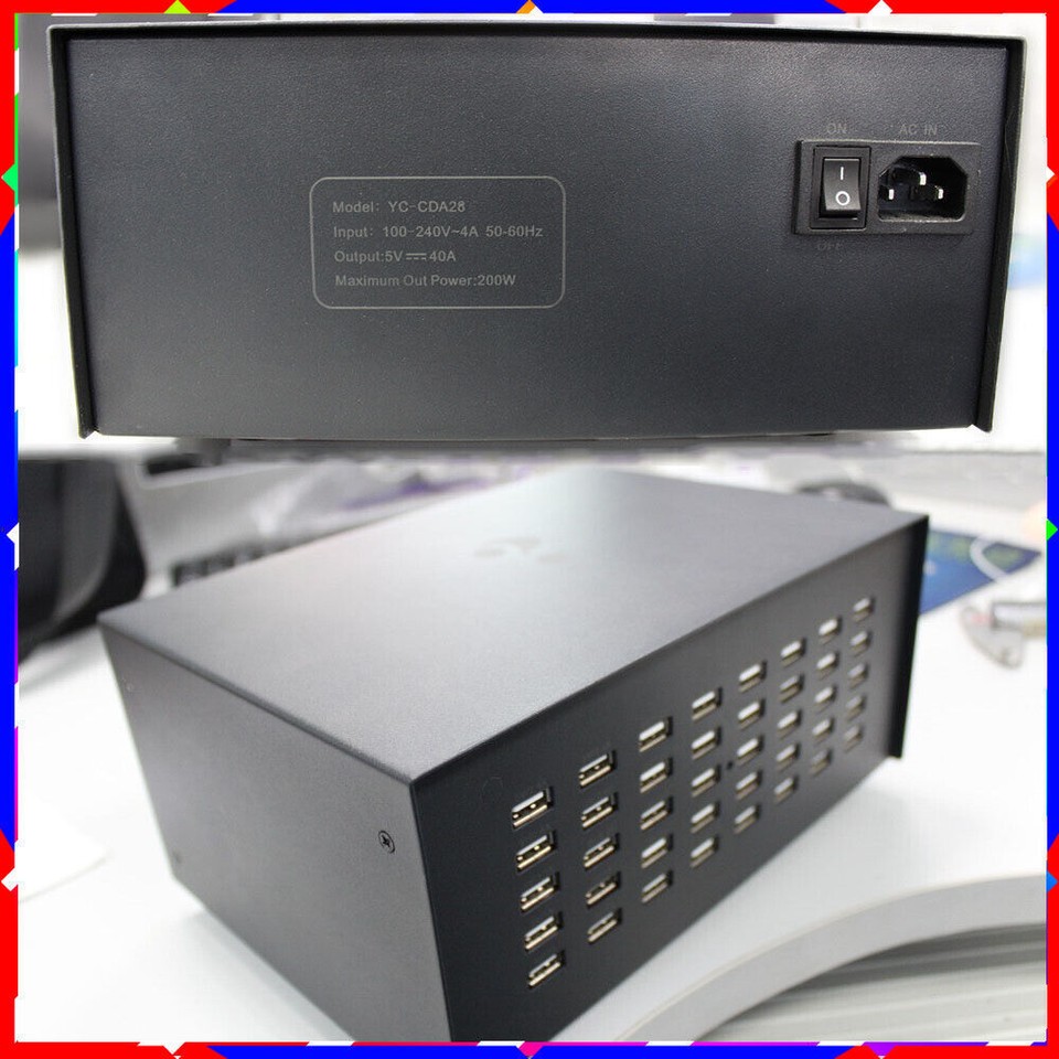 40-port USB charging station Max output power 200W 5V/40A hub 100-240V ...
