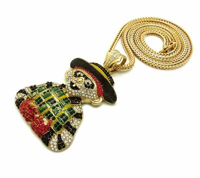 Hip Hop Iced Large Money Robber Pendant & 4mm 36" Franco Chain Fashion ...