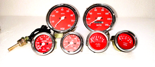 Smiths 52mm Kit TempF Oil Fuel Volt Gauge + Speedo 0-140MPH + 0-80 RPM ...