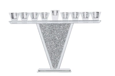 (D) Judaica Crystal Triangle Menorah with Stones (Silver) | eBay
