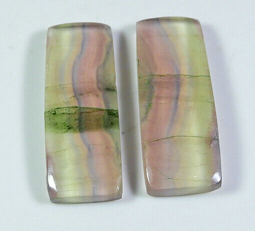 51Cts. Natural Fluorite Matched Pair Octagon Cabochon Loose Gemstone ...