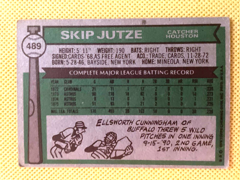 1976 TOPPS # 489 SKIP JUTZE | eBay