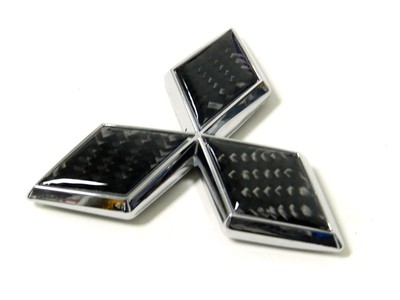 REAR CARBON FIBER W/ CHROME BASE BADGE EMBLEM FOR MITSUBISHI EVOLUTION ...