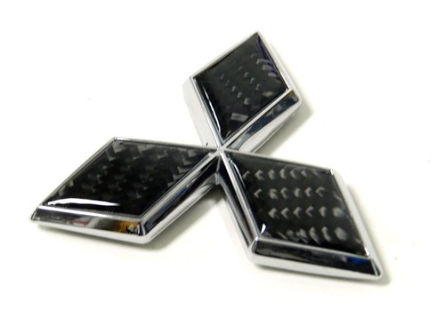 REAR CARBON FIBER W/ CHROME BASE BADGE EMBLEM FOR MITSUBISHI EVOLUTION ...