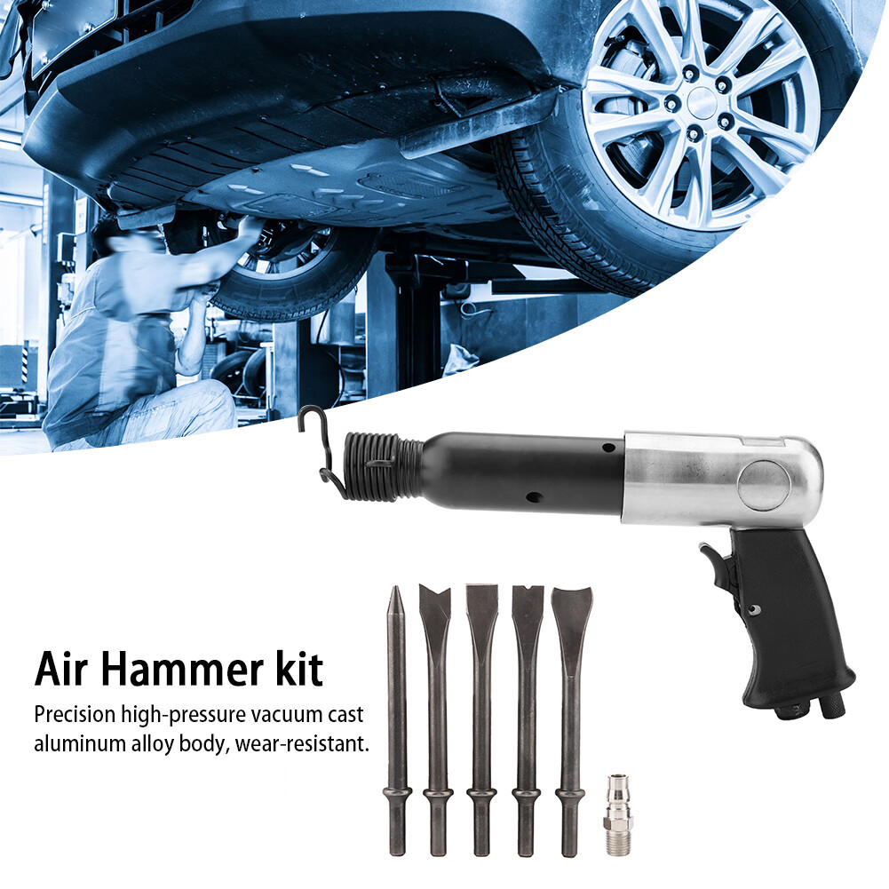 250mm Air Compressor Pneumatic Hammer With Chisel Bits Tool Kit ...