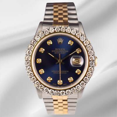 Rolex Datejust 36mm YG/Steel 2.50ct Diamonds Dark Blue Dial Hidden ...