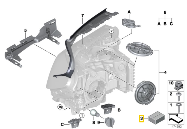 Genuine BMW 5' 6' 7' Series Front Headlight Set Of Screws 63117440363 ...