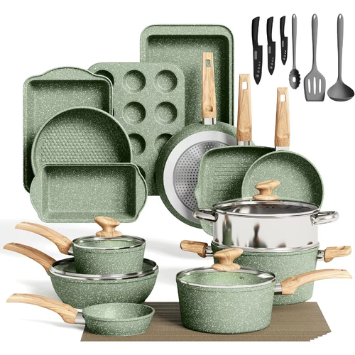 Pots and Pans Set Non Stick 30 Piece Kitchen Cookware and Bakeware Sets ...