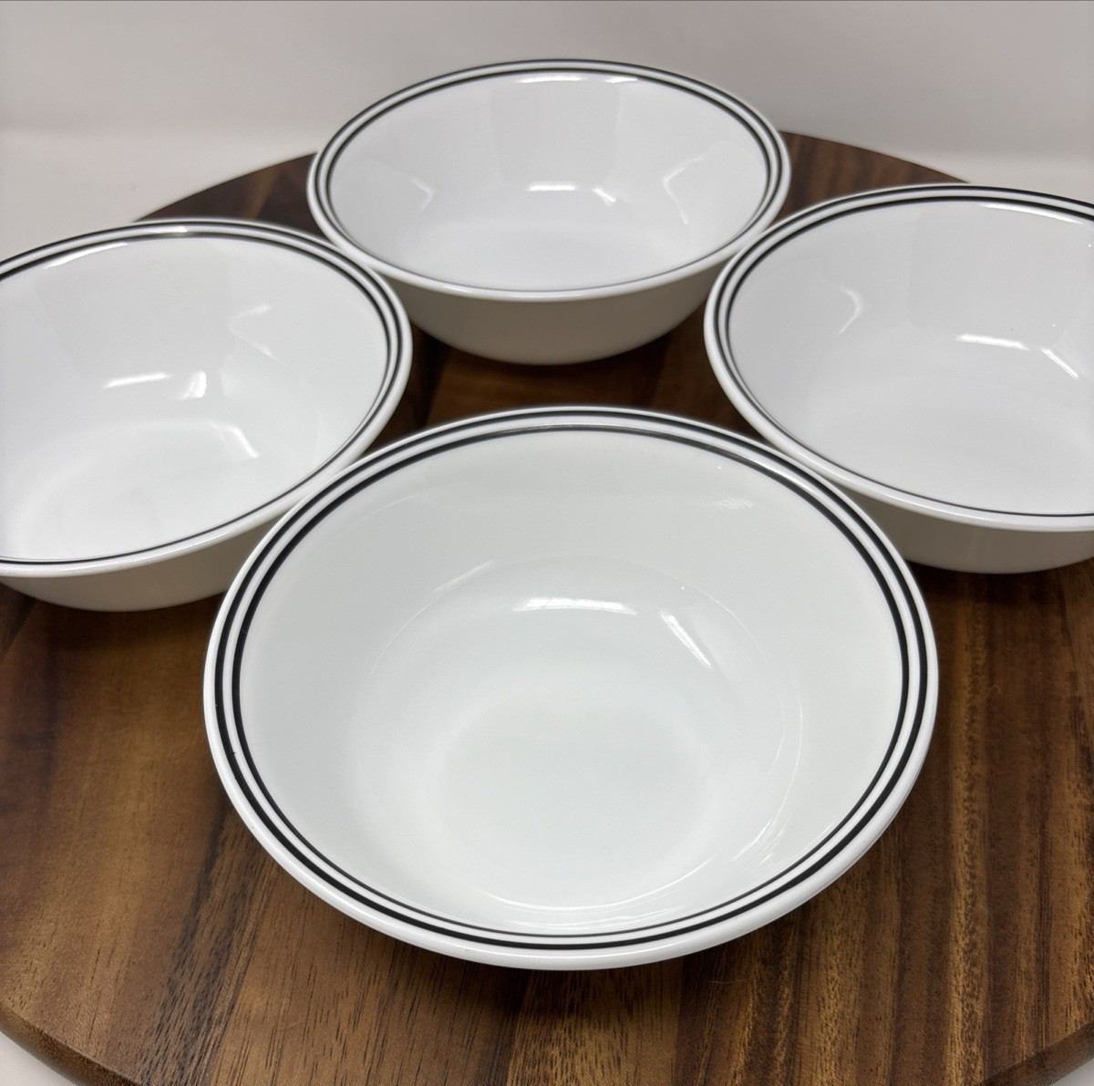 4 Corelle City Block White w/ Black Stripes 6 1/4" Soup/Cereal Bowls | eBay