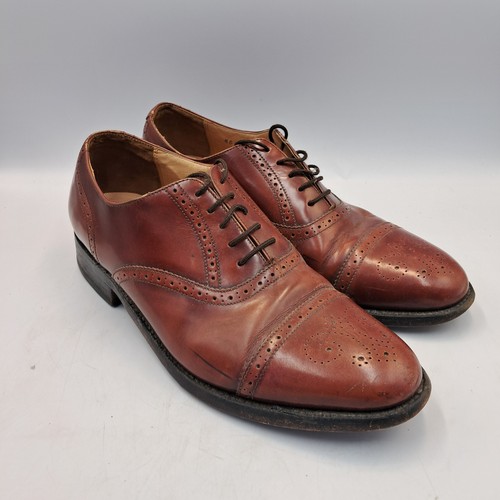 Barker Shoes Mens 7.5 Alfred Brown Leather Semi Brogues Oxford Smart ...