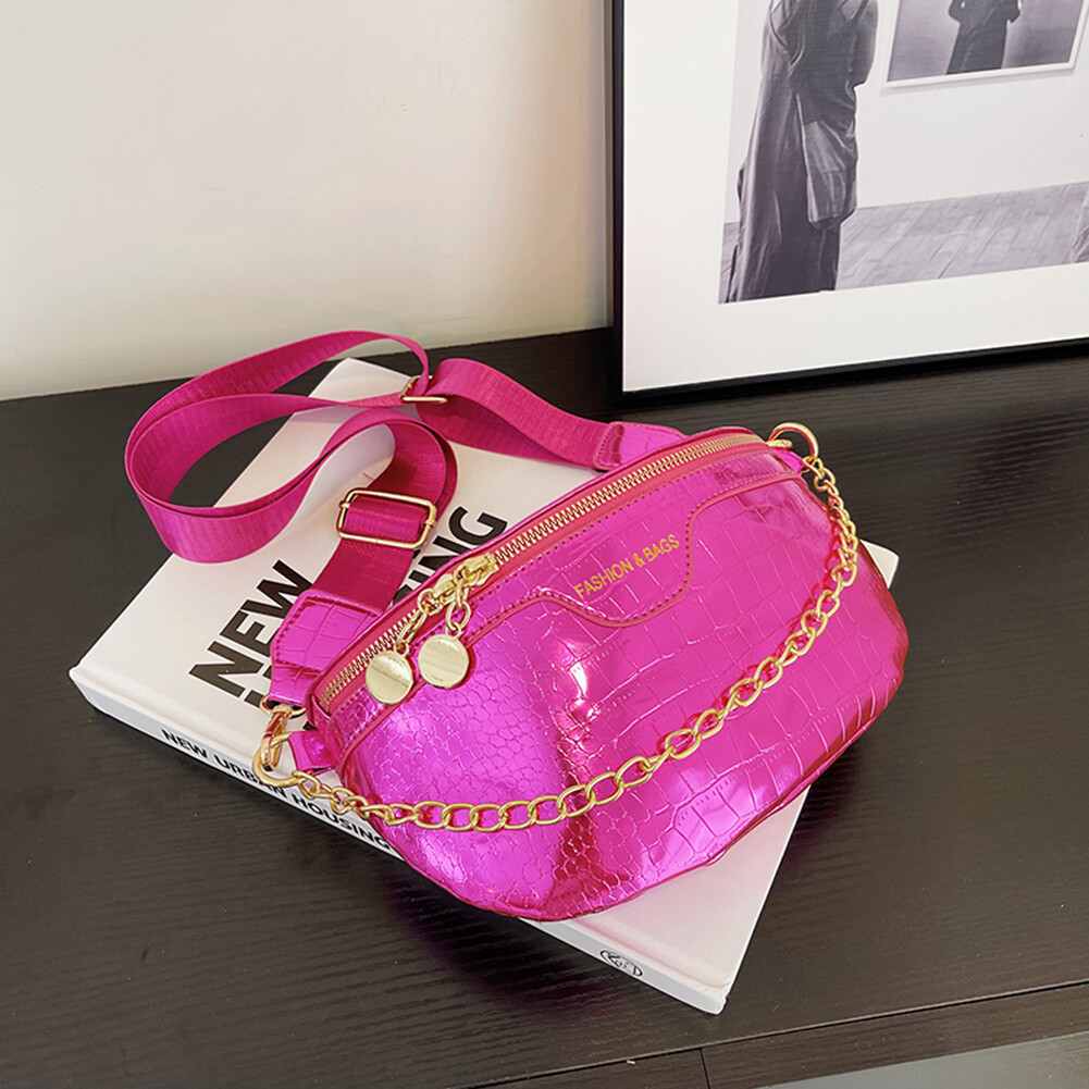 Women Chest Bag Elegant Stone Pattern Crossbody Bags Chain Saddle Bag ...