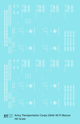 K4 HO Scale Decals USAX Army Transportation Corps 40 Ft Steel Boxcar ...
