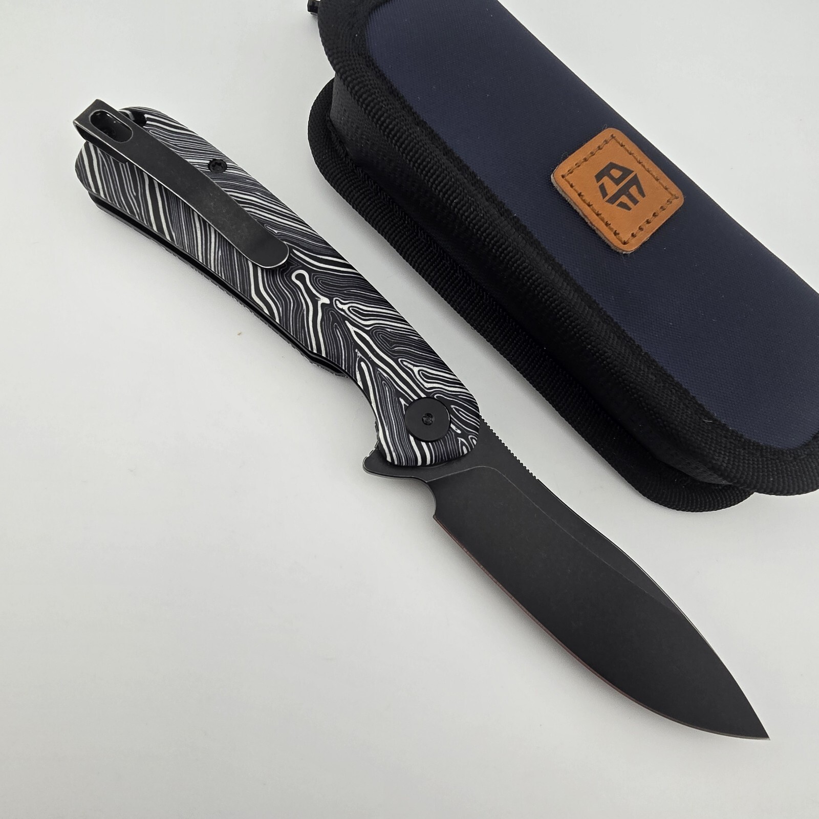 Petrified Fish Rogue PFP14 Folding Knife White G-Mascus Handle Black ...