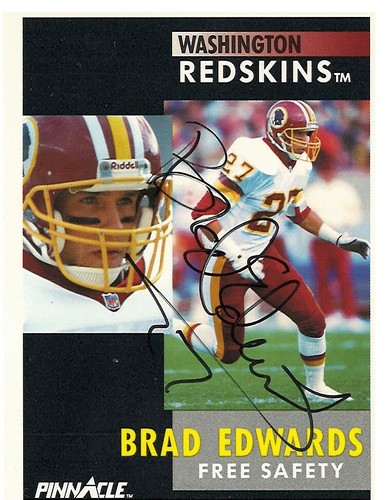 BRAD EDWARDS WASHINGTON REDSKINS SUPER BOWL XXVI CHAMPION SIGNED FOOTBALL CARD | eBay