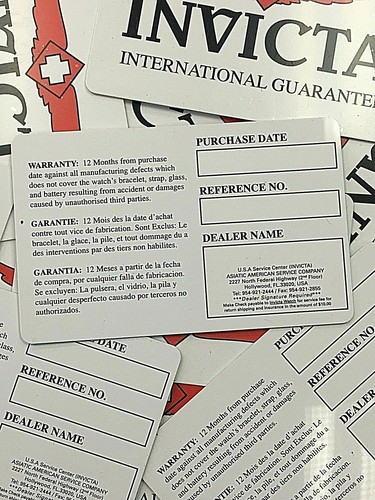 LOT 20 GENUINE INVICTA WATCH INTERNATIONAL GUARANTEE WARRANTY ...