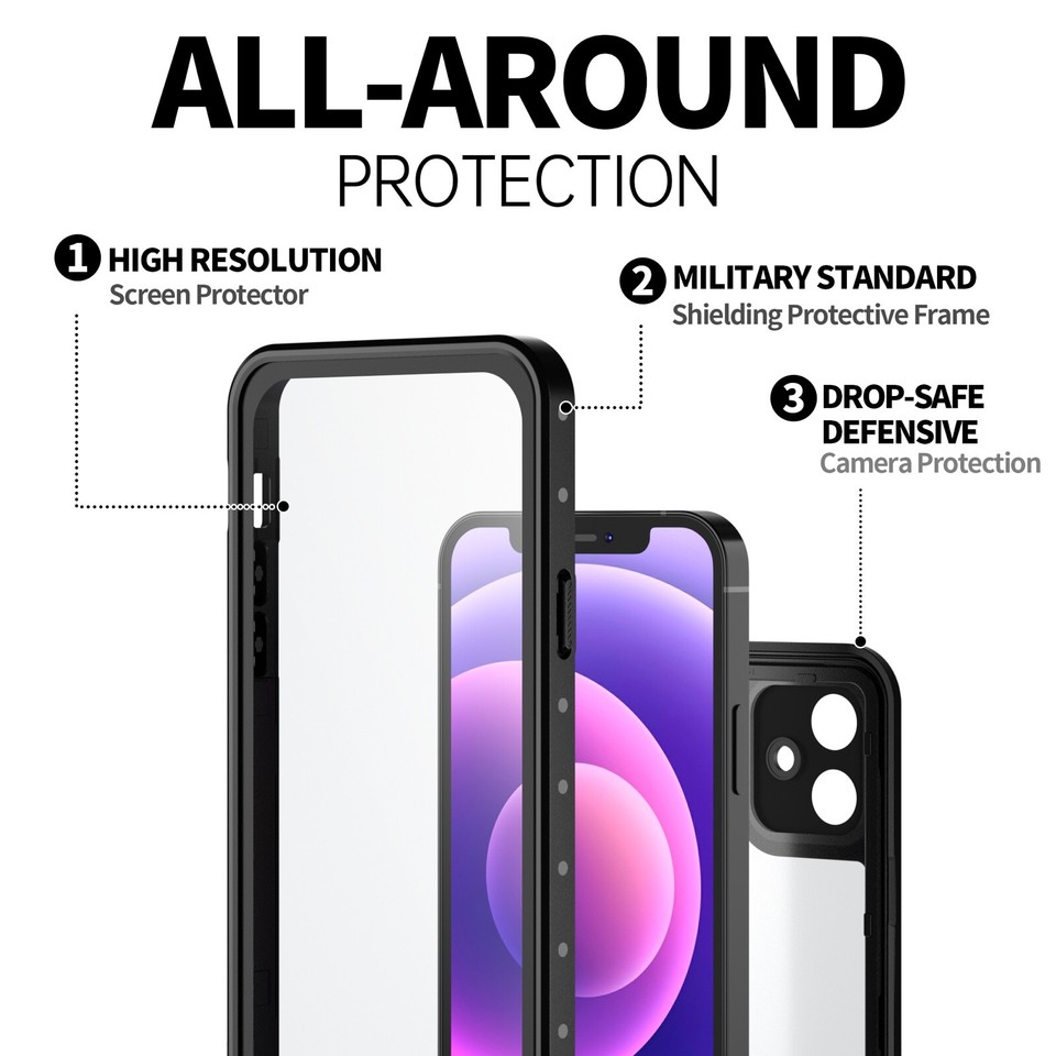 Waterproof Case For iPhone 12 Pro Max Life Shockproof Cover w/ Screen ...