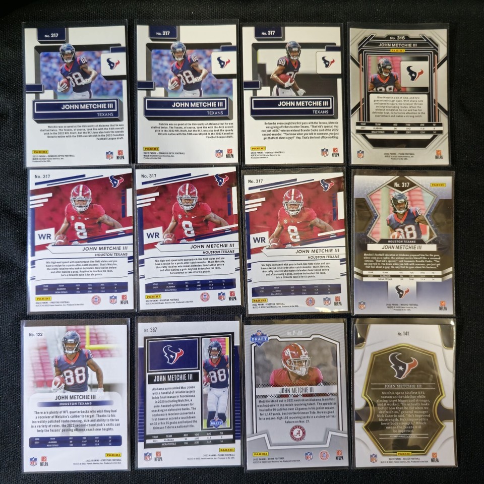 John Metchie RC Lot (12) Optic Prizm Mosaic Prestige Parallels - Texans ...
