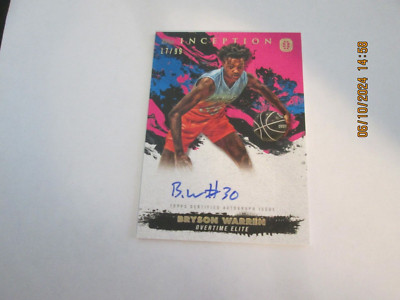 BRYSON WARREN 2021/22 TOPPS INCEPTION BASE AUTOGRAPH CARD #IA-BW3 17/99 ...