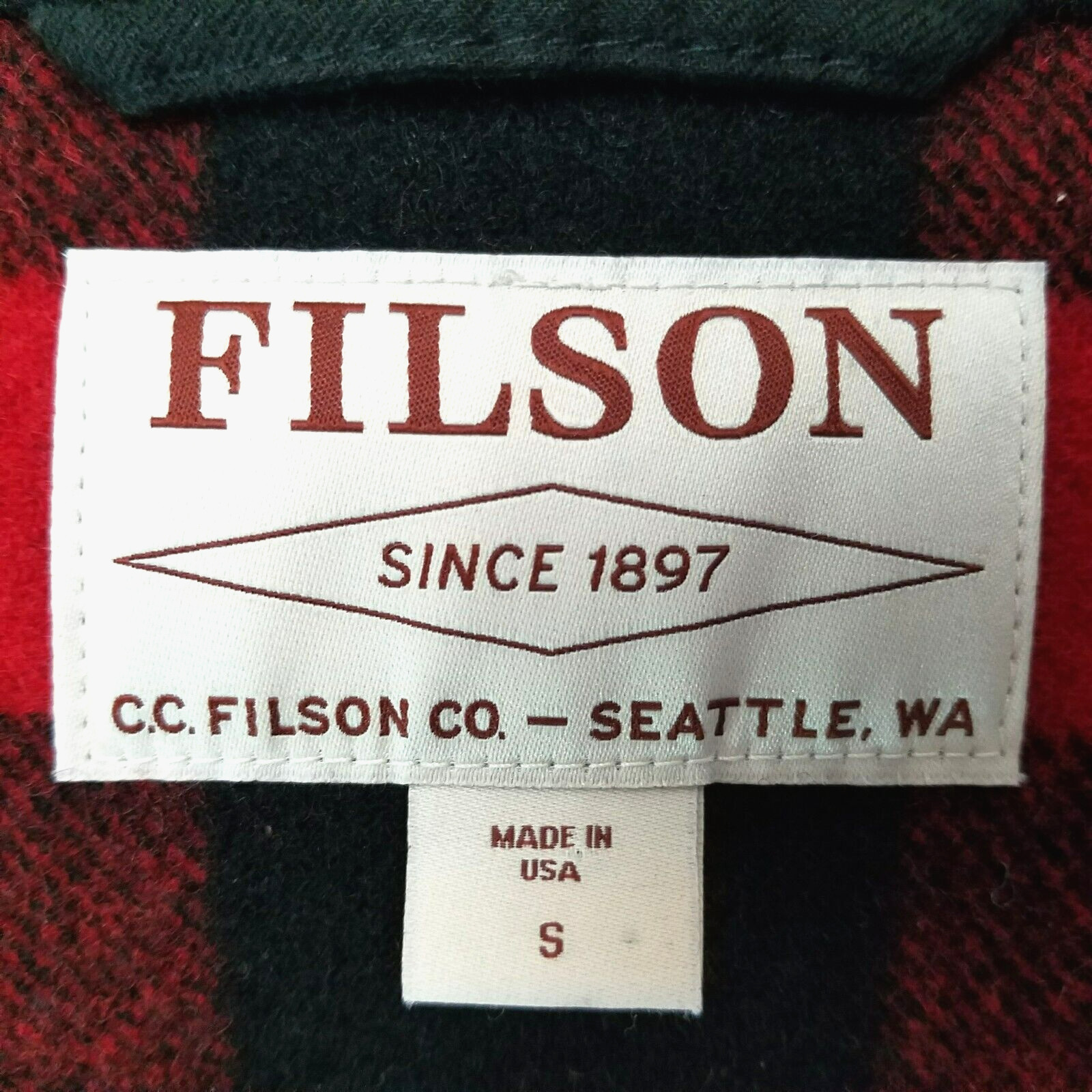 FILSON Seattle Mackinaw 100% Wool Coat Red/Black Buff… - Gem