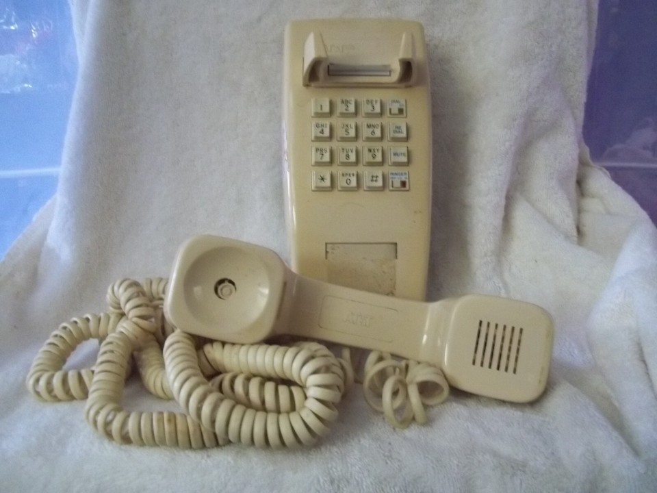 Beige AT&T Telephone Wall Mountable Push Button Touch-Tone ~ Vintage ...