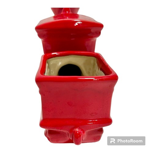 Vintage Train Steam Locomotive Planter Vase Red Glossy Chipped 11" | eBay