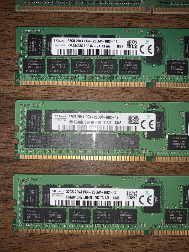 Lot of 6 - 32GB 2Rx4 PC4-2666V DDR4 RDIMM ECC Server Memory RAM | eBay