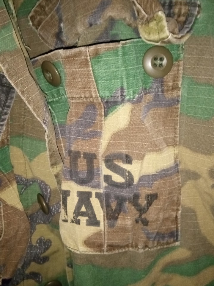USGI Post Vietnam ERDL Woodland Camo Shirt Medium/Long US NAVY Made In ...