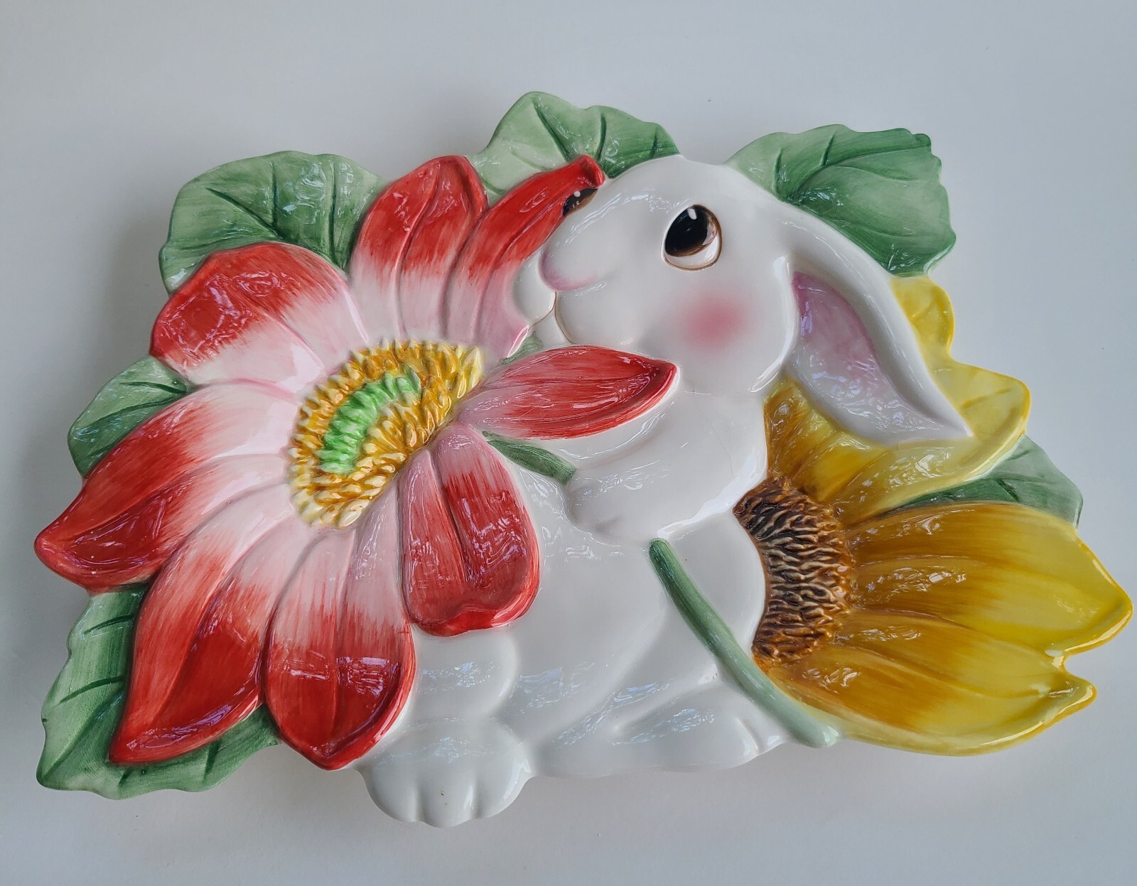 Fitz and Floyd Bunny Blooms Canape Plate 10” x 7” Easter Spring ...