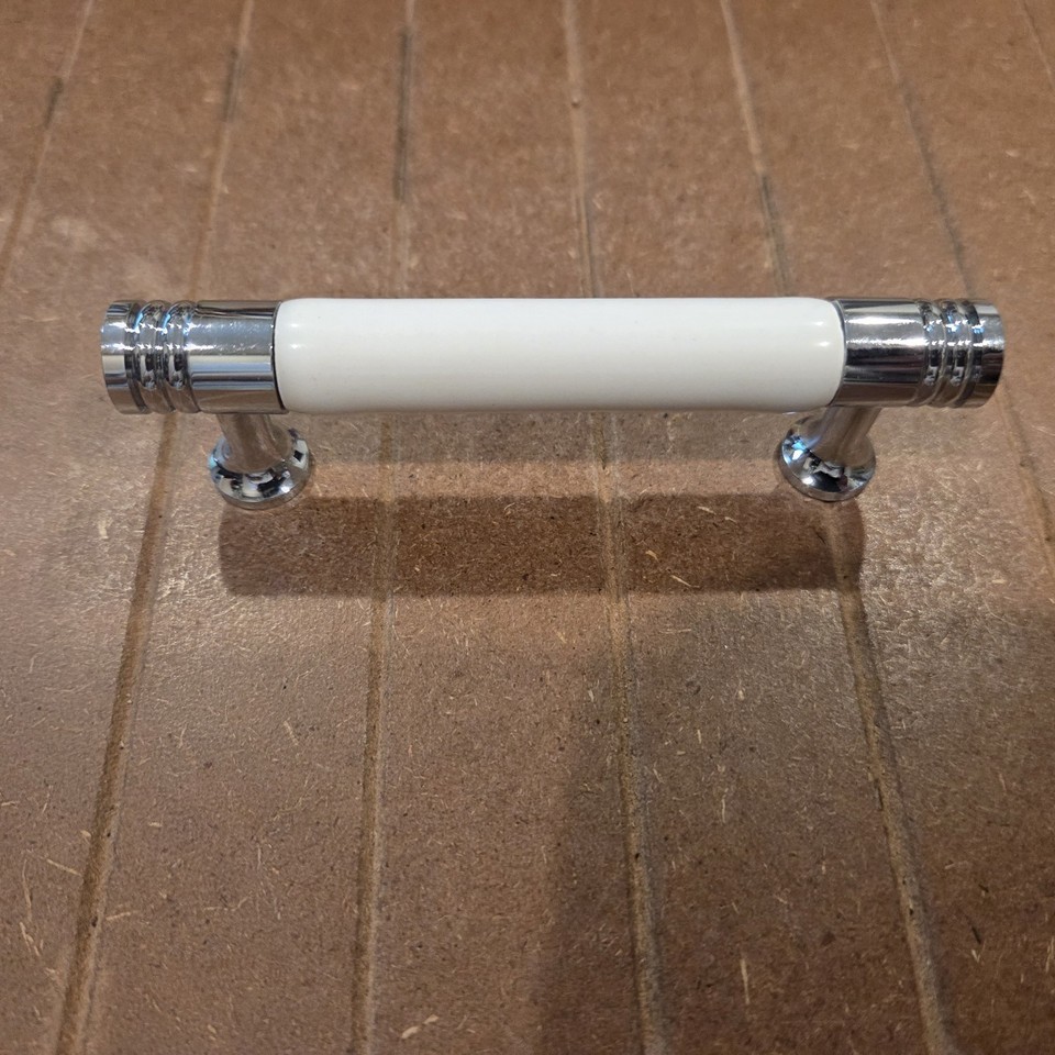 3 in CC white porcelain with polished chrome ends and base drawer pulls ...