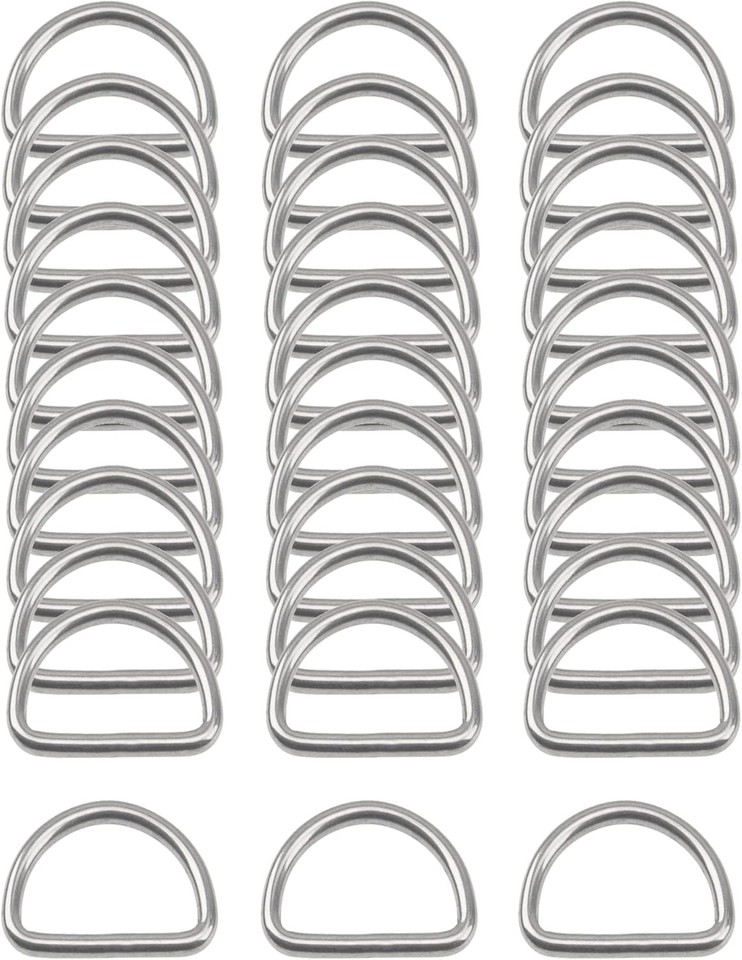 30Pcs 304 Stainless Steel Welded Heavy D-Rings for Hand DIY Accessories... | eBay