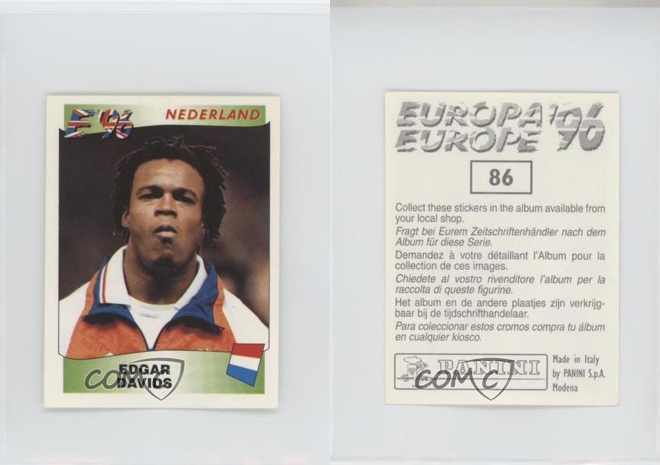1996 Panini Europa Europe '96 Stickers Edgar Davids #86 6l7 | eBay